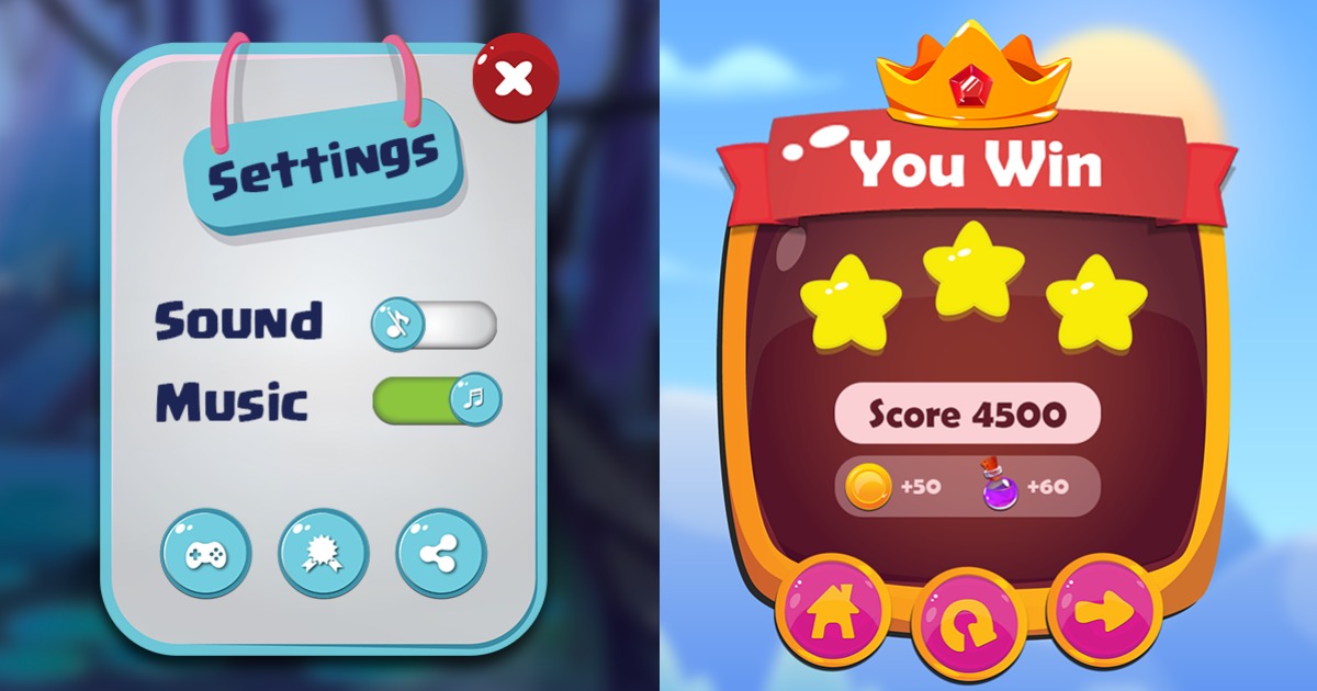 Combo of Awesome Game UI Pack, Button Pack and Icon pack 11 and 19 | 2D ...