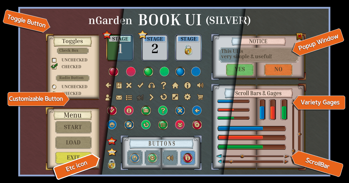 nGarden Book UI Pack | 2D GUI | Unity Asset Store