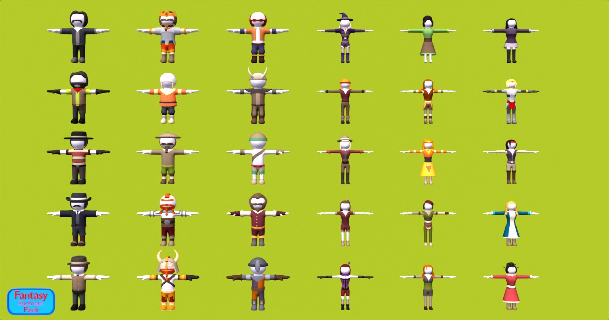 Fantasy Stickman-Stickwoman Pack | 3D Characters | Unity Asset Store