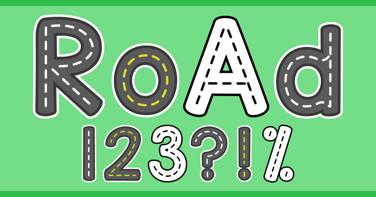 Road Alphabet - Upper-Lower-Numbers-Symbols (Assets For Children´s ...