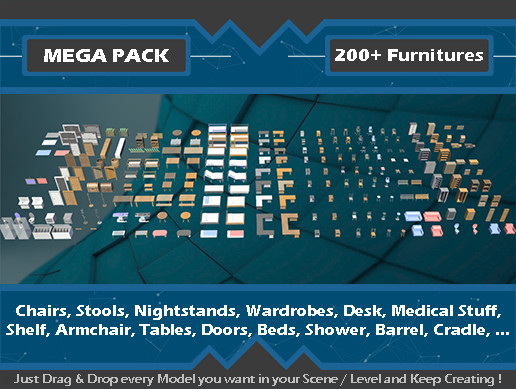 [MEGA PACK] 200+ Tons Furniture LowPoly 3D Models | 3D | Unity Asset Store