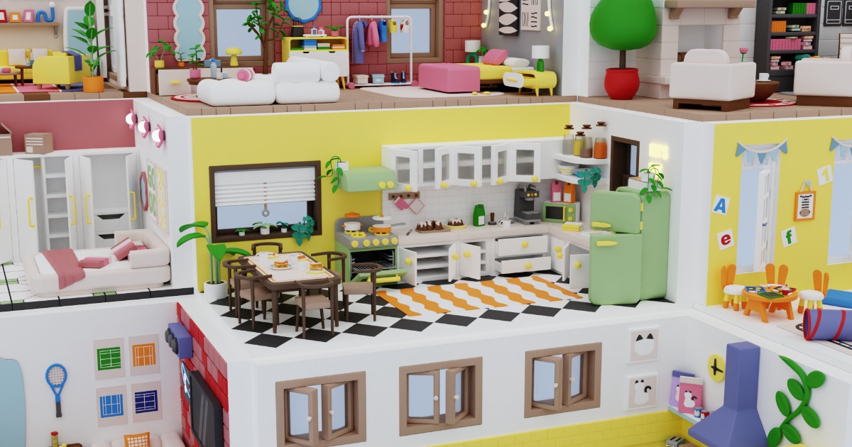 Cartoon Interactive Rooms & Furniture - Cozy Interior Pack | 3D Furniture | Unity Asset Store