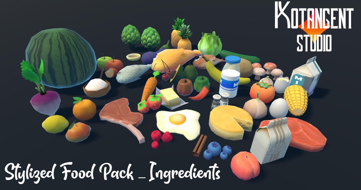 Kotangent Stylized Food Pack - Ingredients | 3D Food | Unity Asset Store