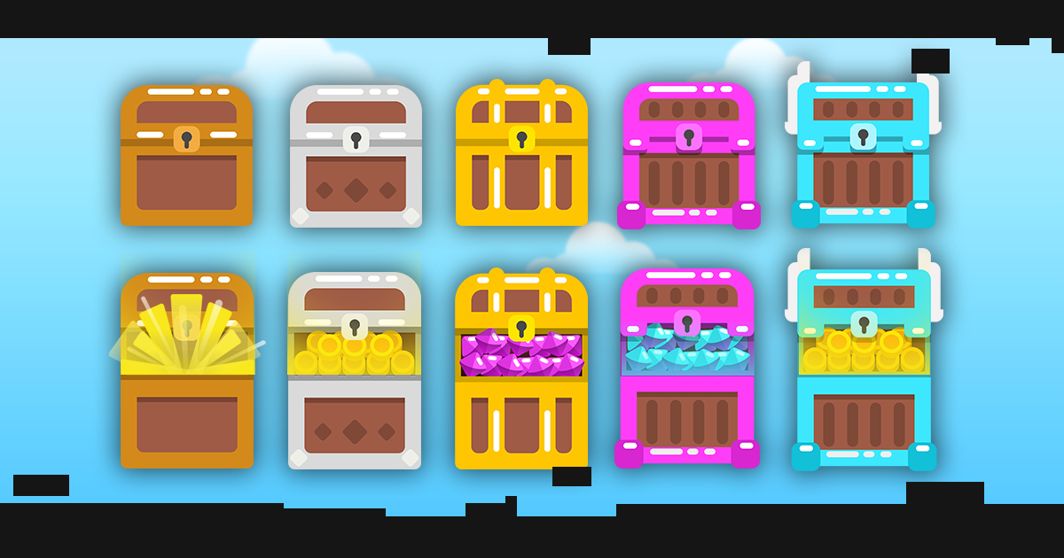 Flat Cartoon Chests and Coins | Sprite Management | Unity Asset Store