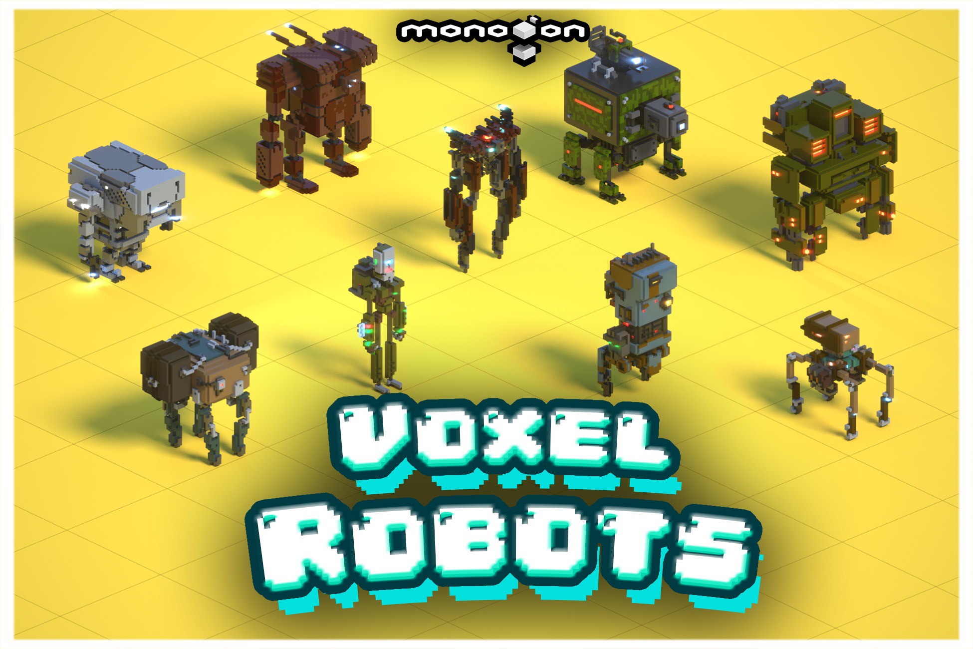 Voxel Robots - 3D pixel art - monogon | 3D Robots | Unity Asset Store