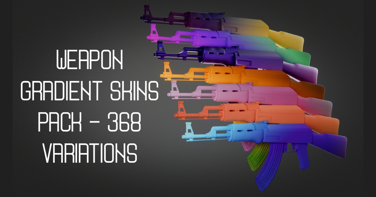 Weapon Gradient Skins Pack — 368 Variations | 3D Guns | Unity Asset Store