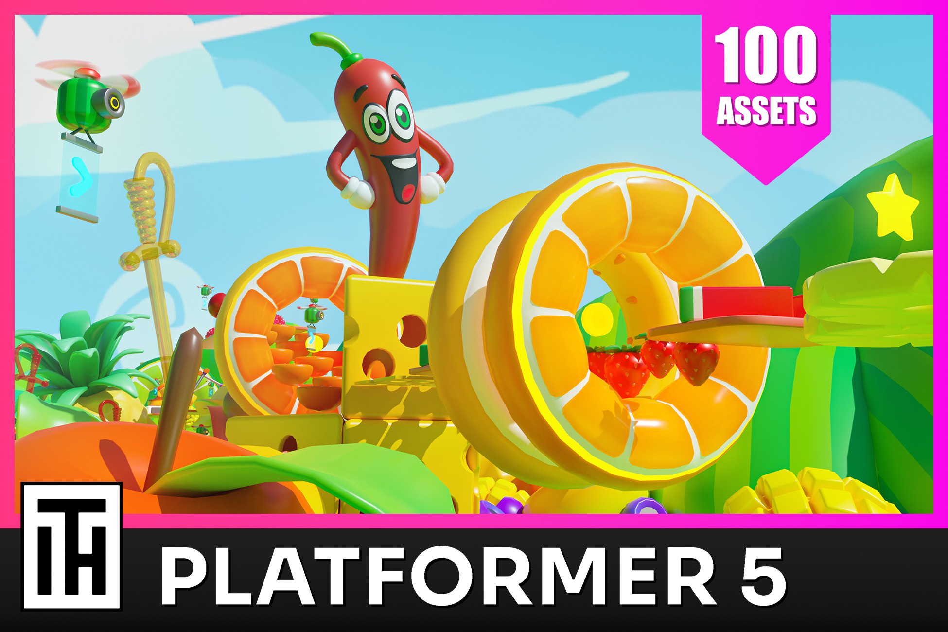 Platformer 5 Fruits - Low Poly Asset Pack by ithappy | 3D 외부소품 | Unity Asset Store