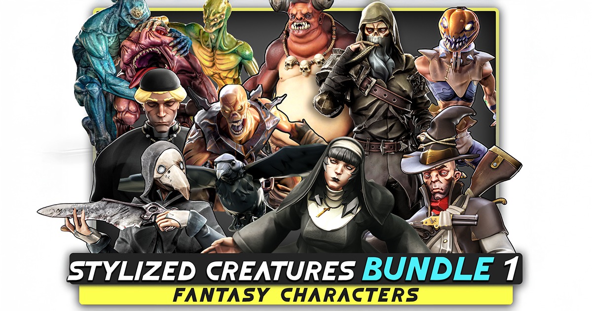 12 in 1 Massive Bundle - Stylized Fantasy Creature - Part 2 | 3D クリーチャー | Unity Asset Store