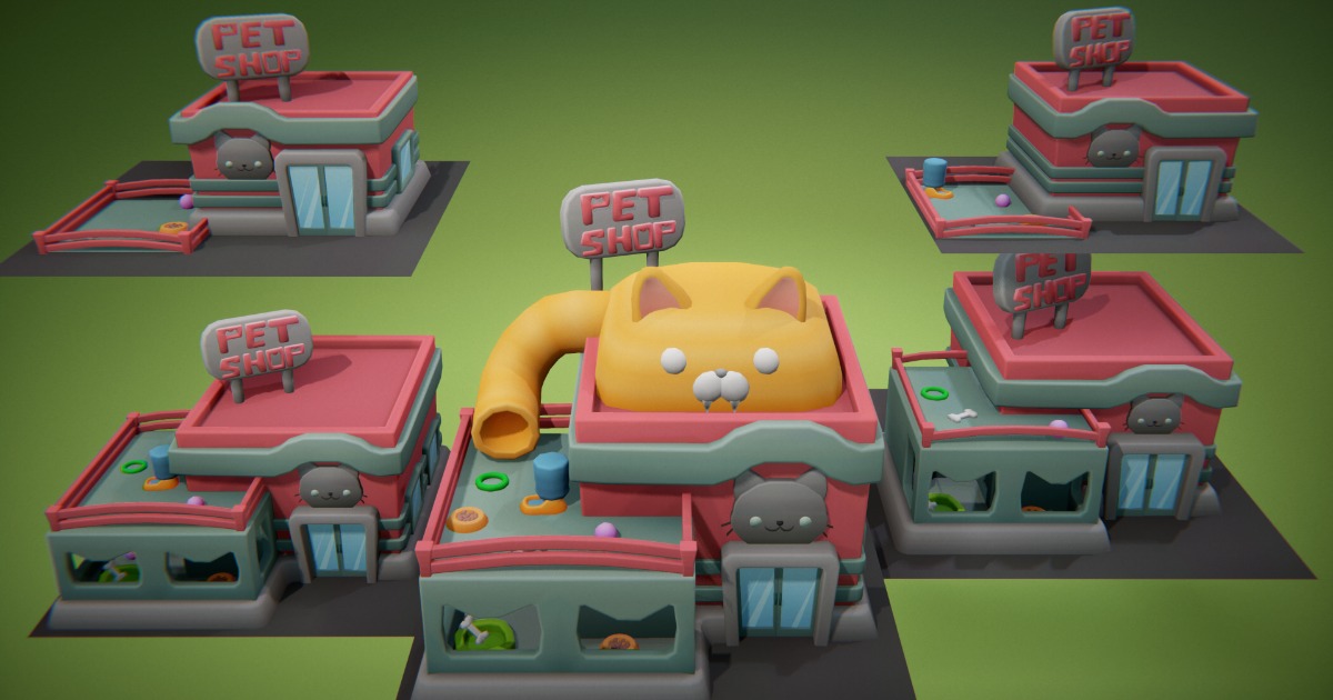 PetShop Building Level Up - 5 Levels | 3D Props | Unity Asset Store
