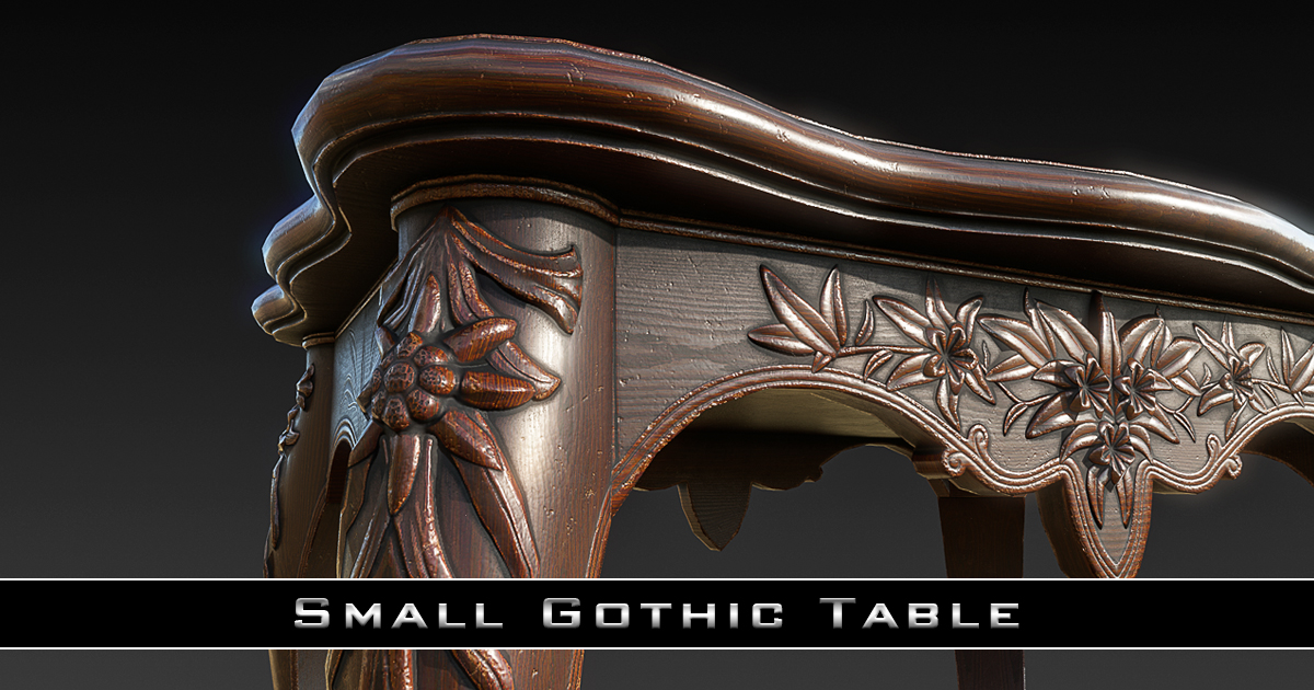PBR Small Gothic Table | 3D Furniture | Unity Asset Store