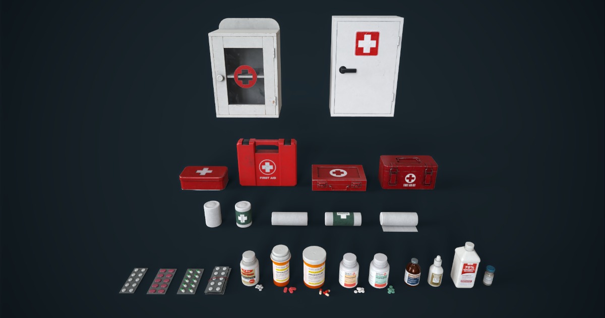 Large set of first aid kits | 3D Tools | Unity Asset Store