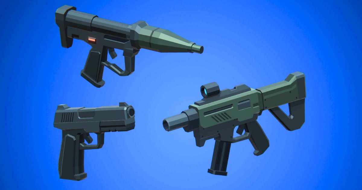 FREE: Sci-Fi Low Poly Guns Pack - Sector Delta | Cosmic Retro | 3D Guns ...