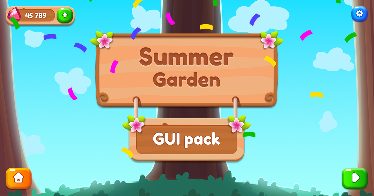 Summer Garden Casual Gui Pack 2d Gui Unity Asset Store