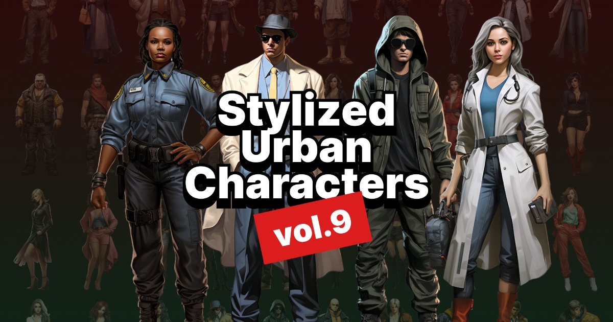 Unique stylized urban civilian characters portraits hand paint full ...