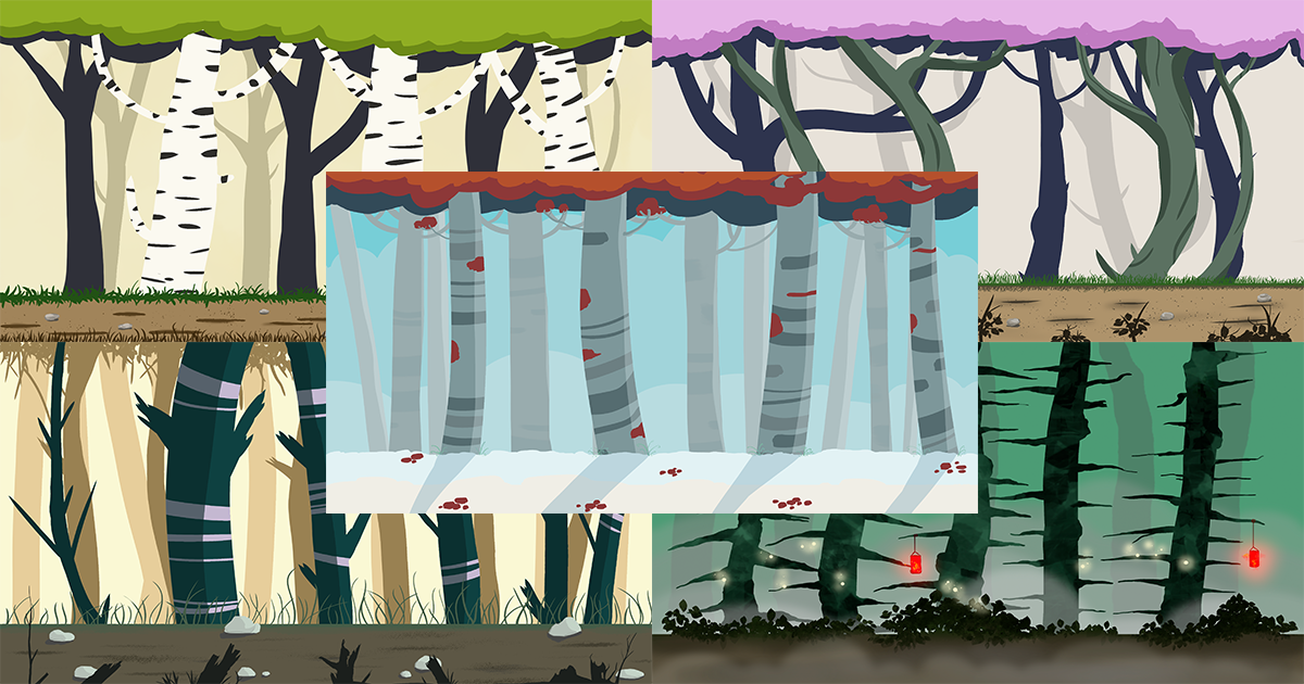 Stylized 5 arts (levels) pack [SEAMLESS] | 2D 环境 | Unity Asset Store