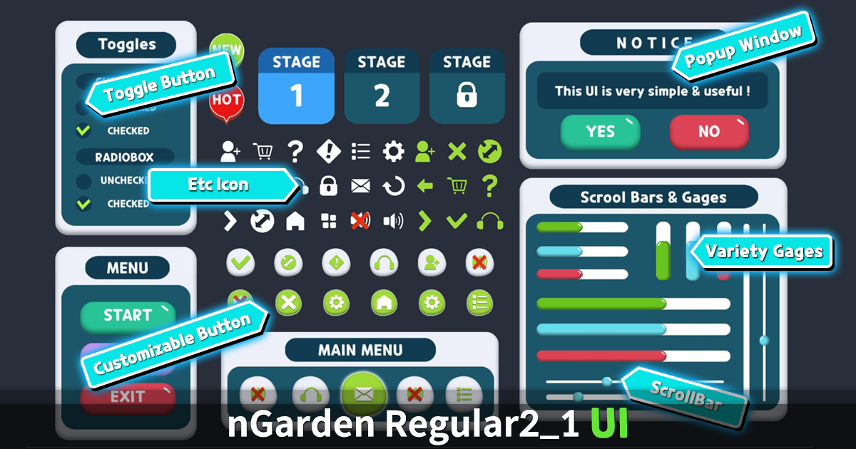 nGarden Regular 2-1 UI | 2D GUI | Unity Asset Store