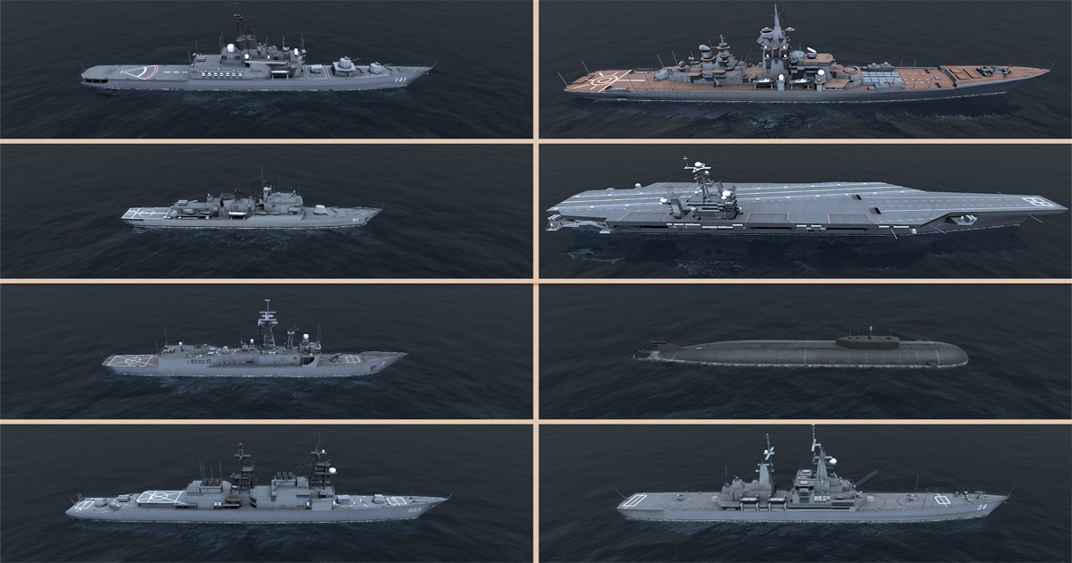 Low Poly Military Warship Collection 9 | 3D Sea | Unity Asset Store