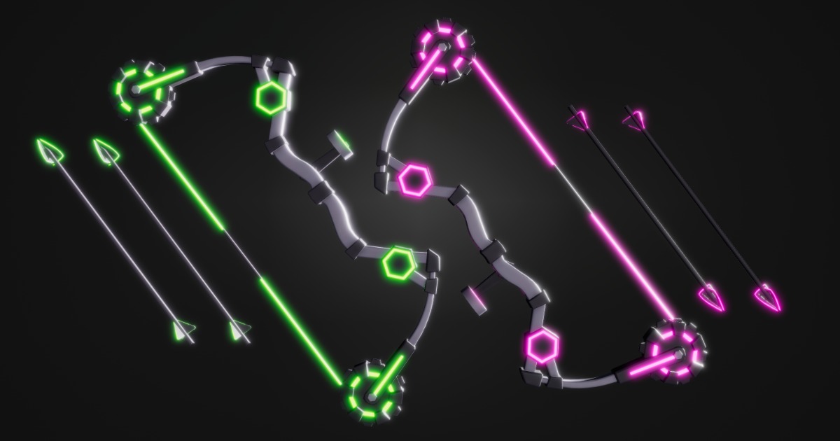 Neon Cyber Weapon Pack - Bow & Arrow | 3D Weapons | Unity Asset Store