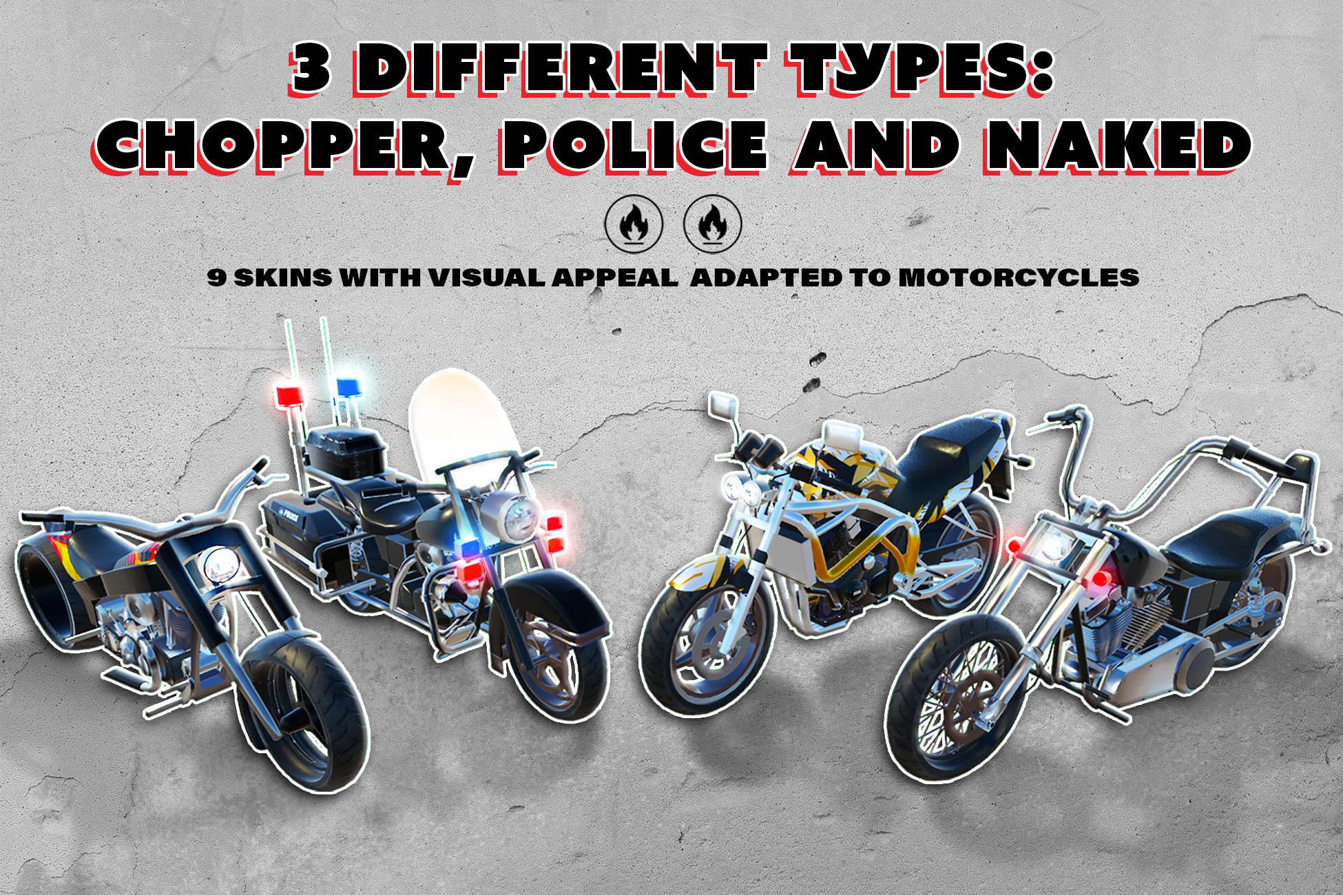 Motorcycle Pack: Naked, Chopper, Police Bikes - Free | 3D 지상 | Unity ...