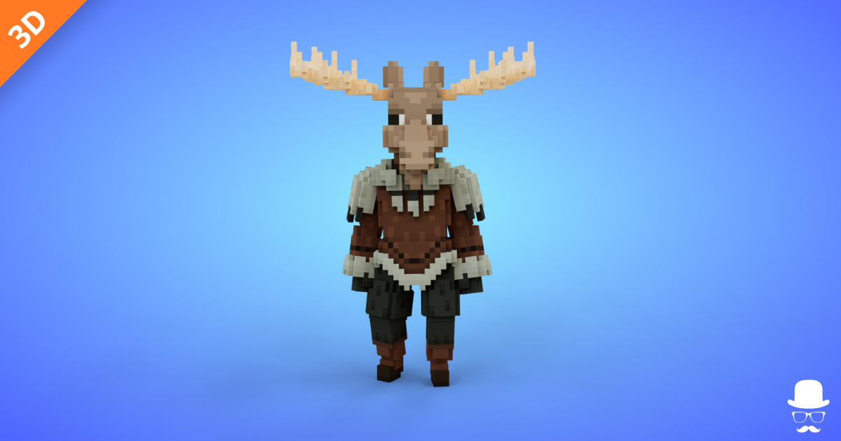 Moose Warrior Voxel Character - 3D Lowpoly Fantasy Creature ...