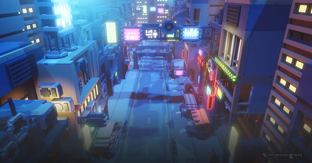 Voxel Cyberpunk City - 3D pixel art - monogon | 3D Props | Unity Asset ...