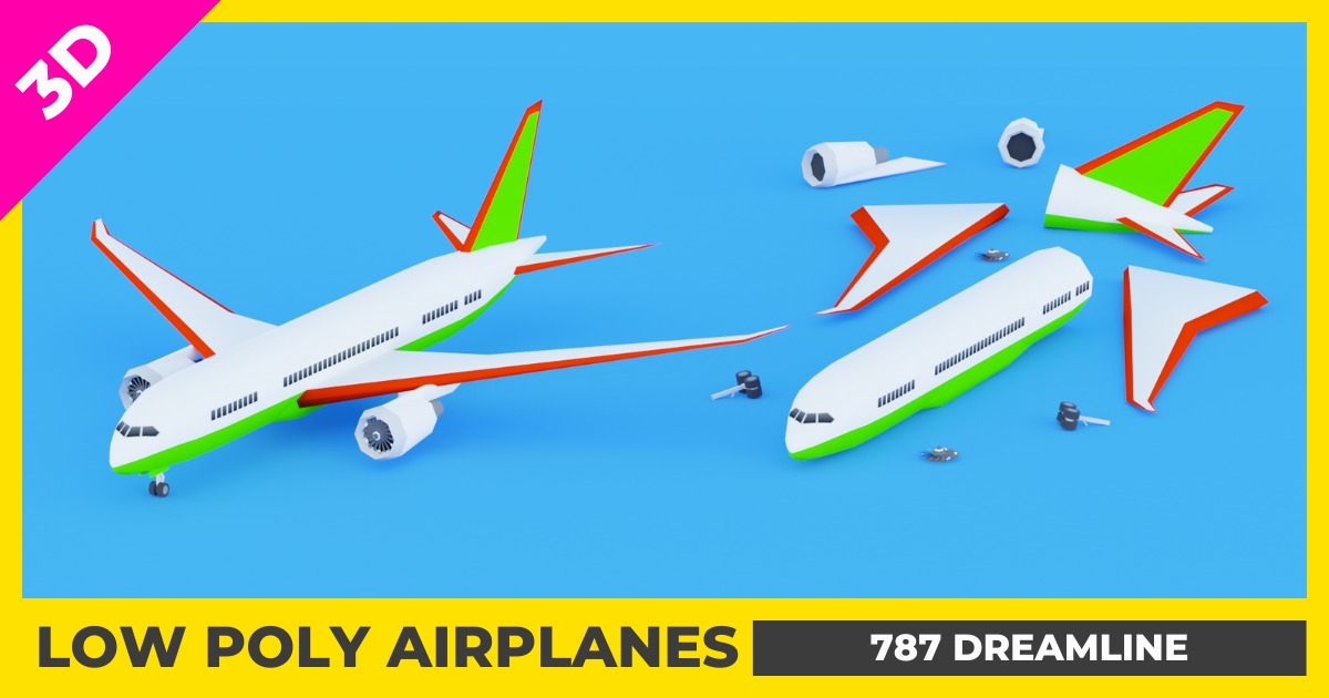 Low Poly Airplanes - Passenger 787 Dreamline | 3D Air | Unity Asset Store