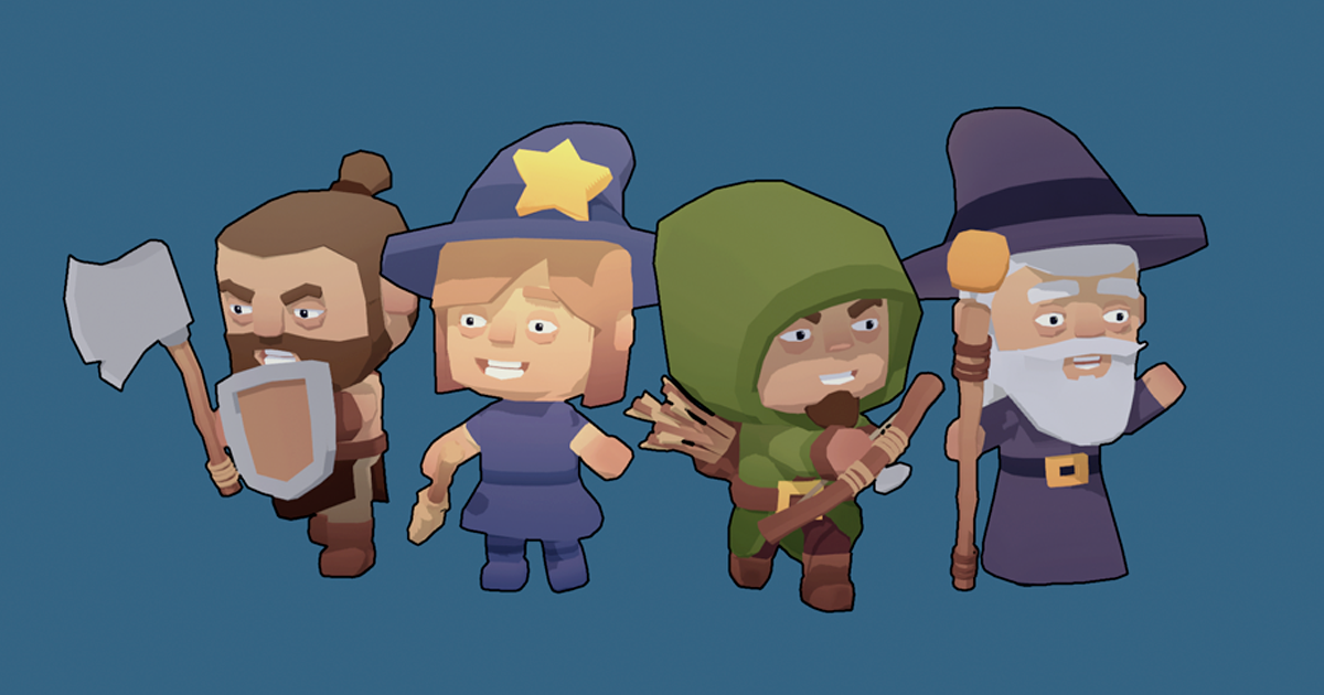 Square Head Characters | Fantasy | 3D Characters | Unity Asset Store