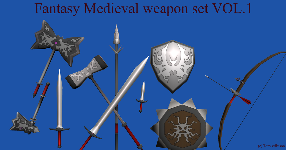 Fantasy Medieval weapon set VOL.1 | 3D 武器 | Unity Asset Store