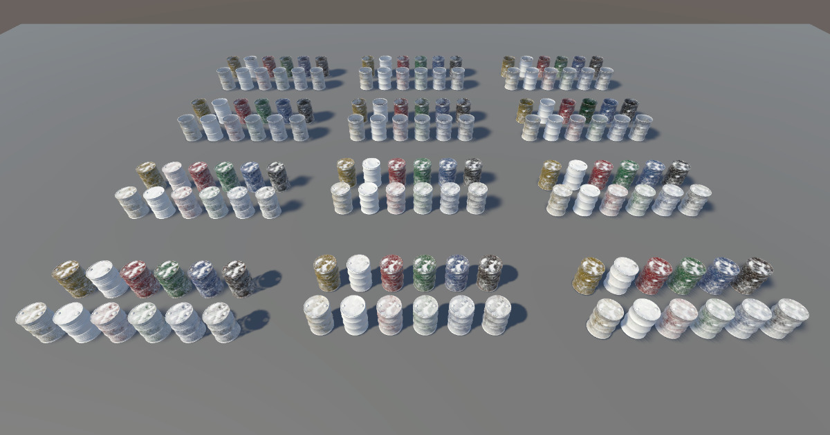 Winter Metal Barrel Collection | 3D Props | Unity Asset Store