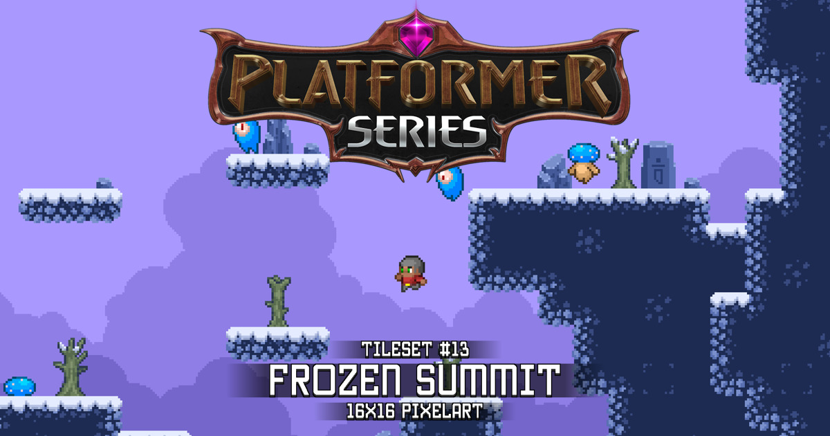 2D Platformer Tileset Frozen Summit 16x16 Pixelart | 2D Environments ...