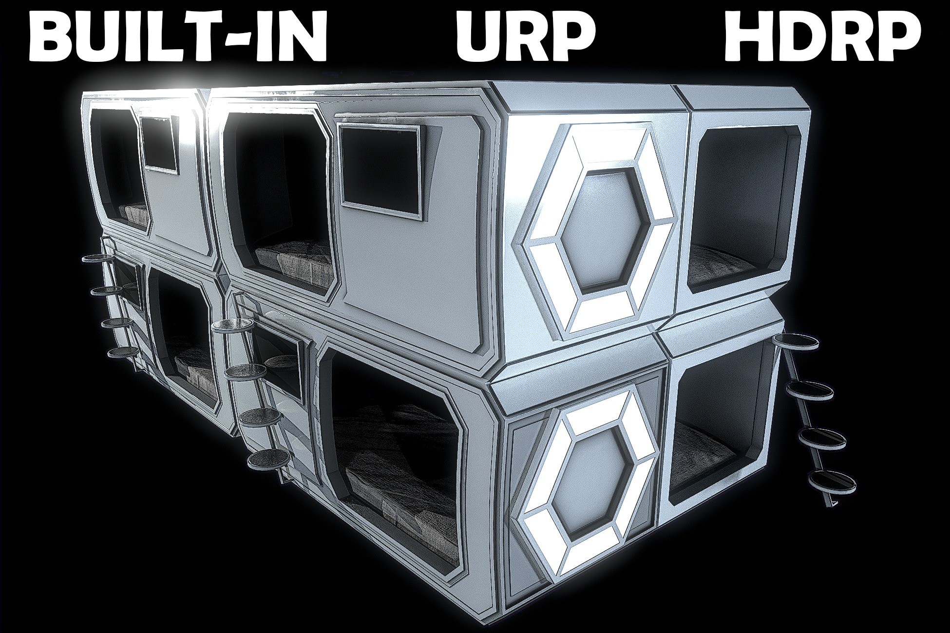 Futuristic Capsule Beds Sci-fi - BananaMonkey | 3D 가구 | Unity Asset Store