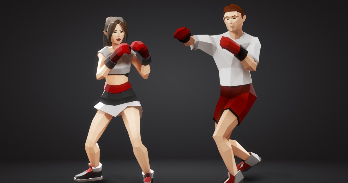 BOXER PAIR - Low Poly Style Male&Female Characters Pack | Characters ...