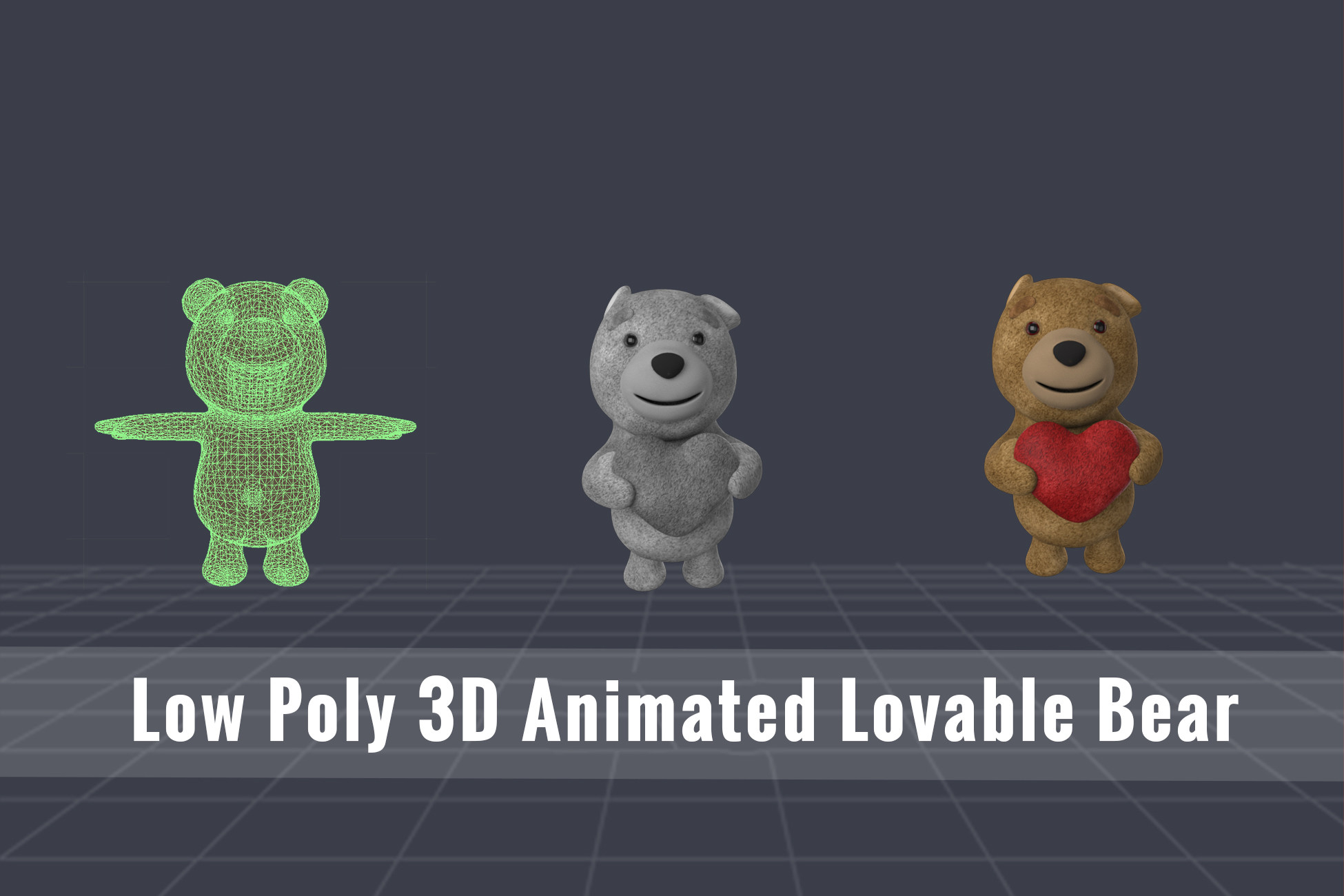 Low Poly 3D Animated Lovable Bear | 3D Characters | Unity Asset Store