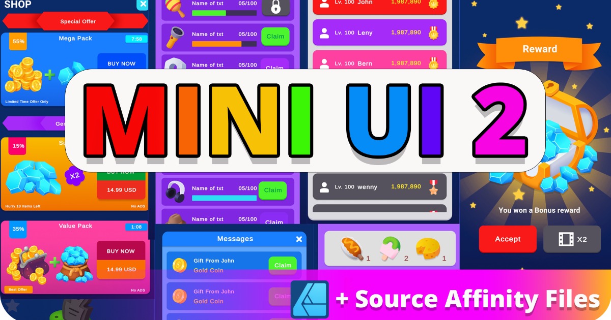 Mini UI 2 | 2D GUI | Unity Asset Store