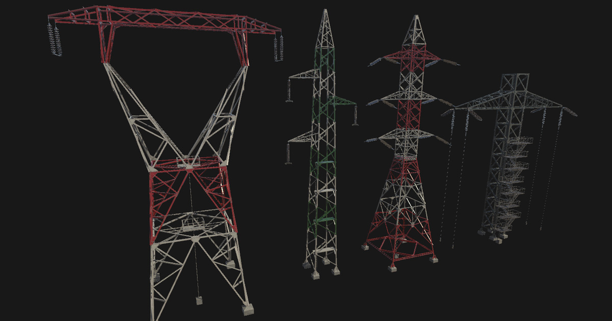 Electric Transmission Towers | 3D Industrial | Unity Asset Store