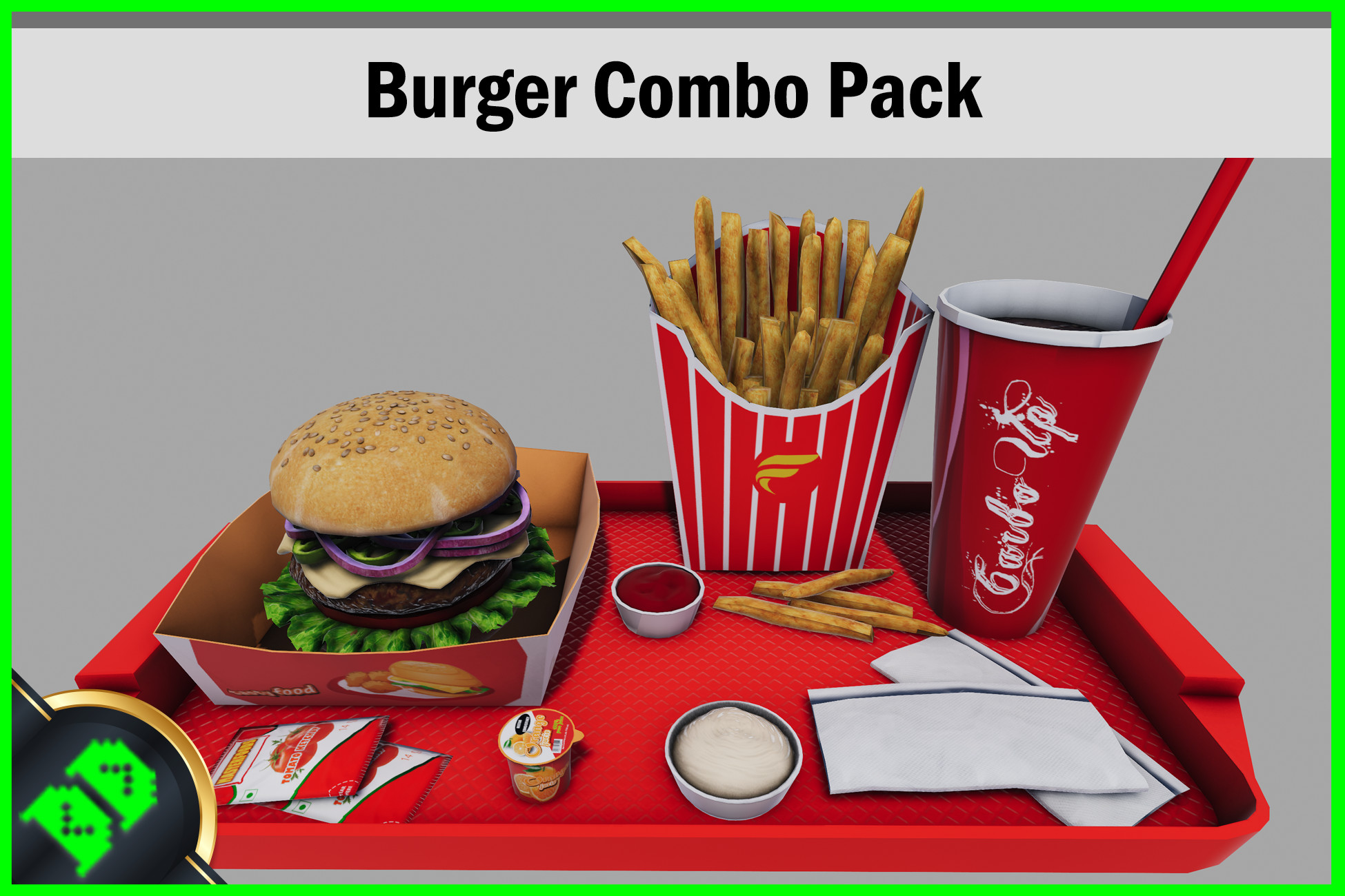 Burger Combo Pack | 3D 食物 | Unity Asset Store