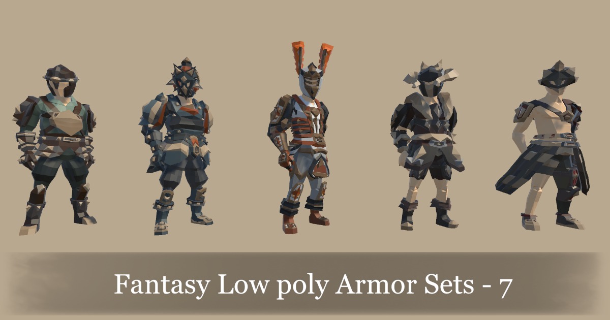 Fantasy Low poly Armor Sets for RPG - 7 | 캐릭터 | Unity Asset Store