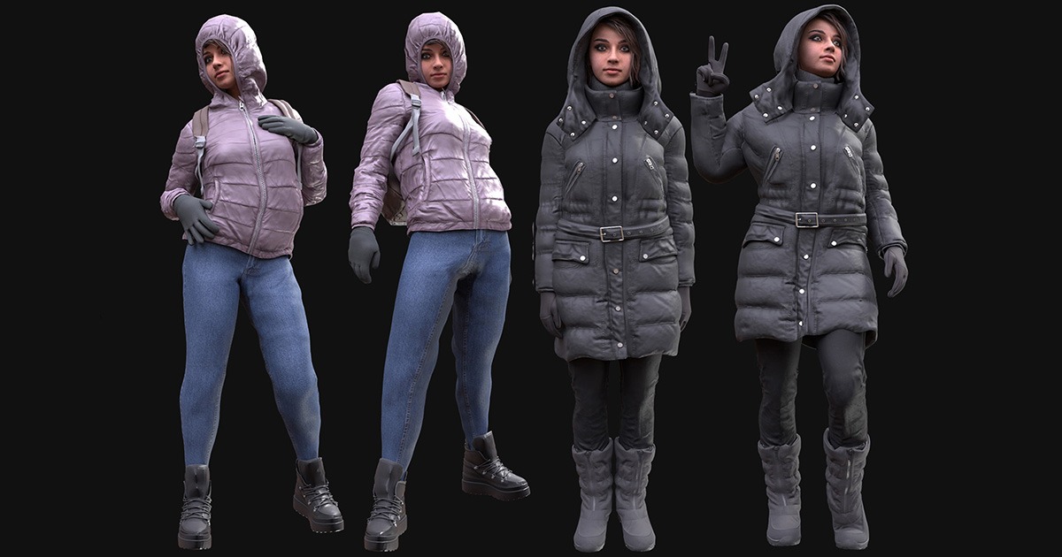 Collection 37 - Woman in Winter Outfits - Rigged | 3D Characters ...