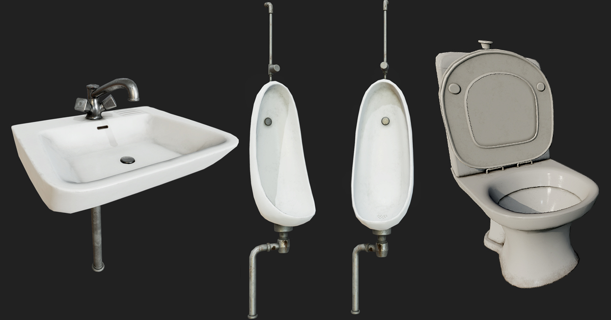 Dirty Toilet Props PBR | 3D Interior | Unity Asset Store