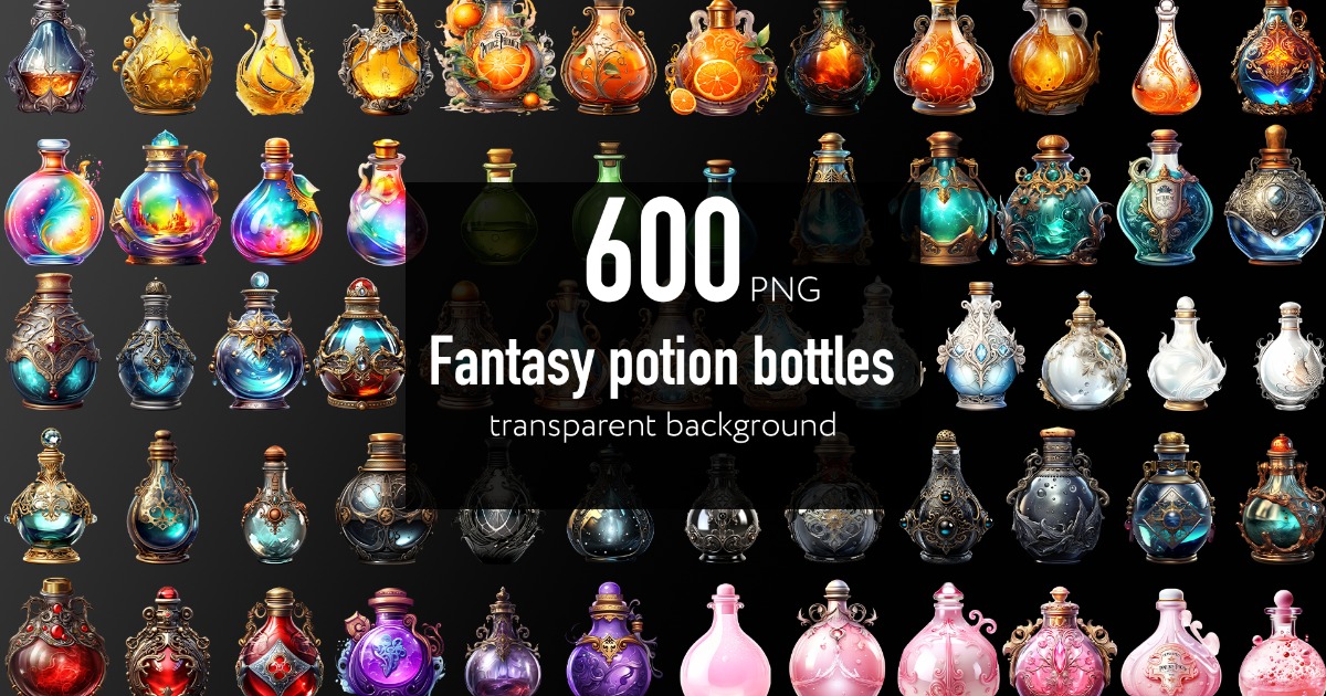 Fantasy potion bottles. BIG PACK | 2D GUI | Unity Asset Store