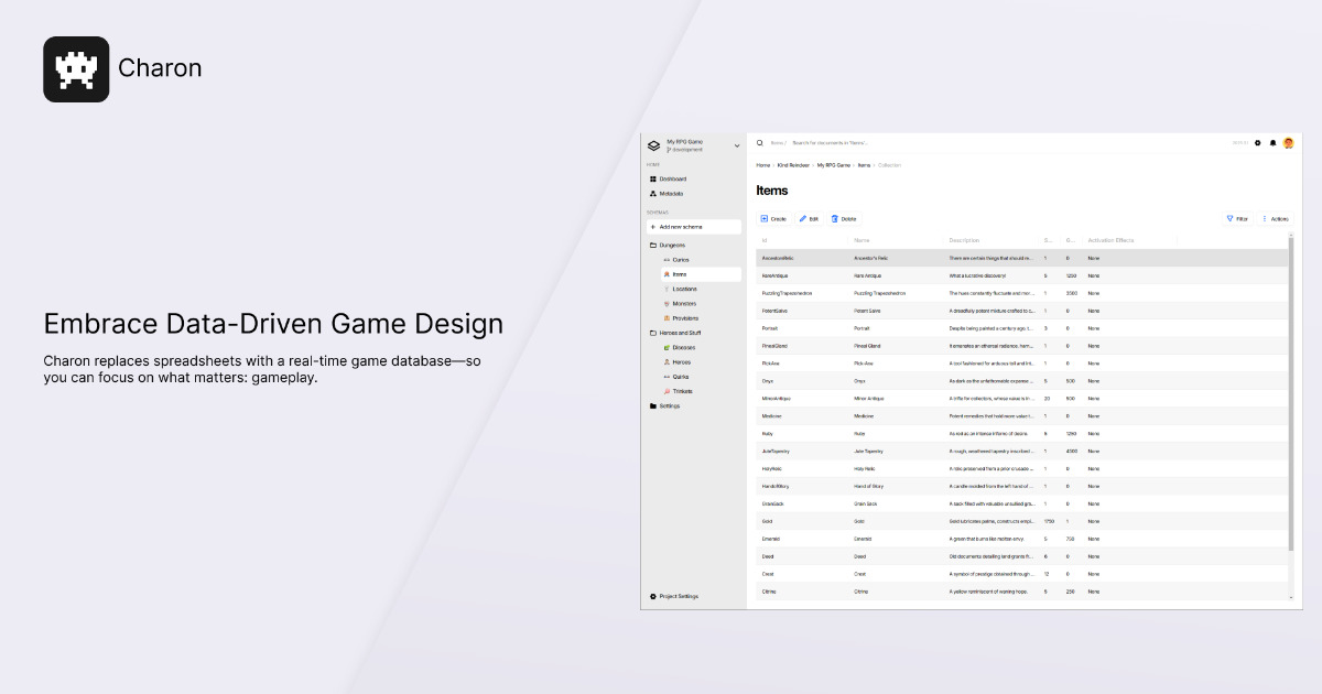 Charon - Game Data Editor | Visual Scripting | Unity Asset Store