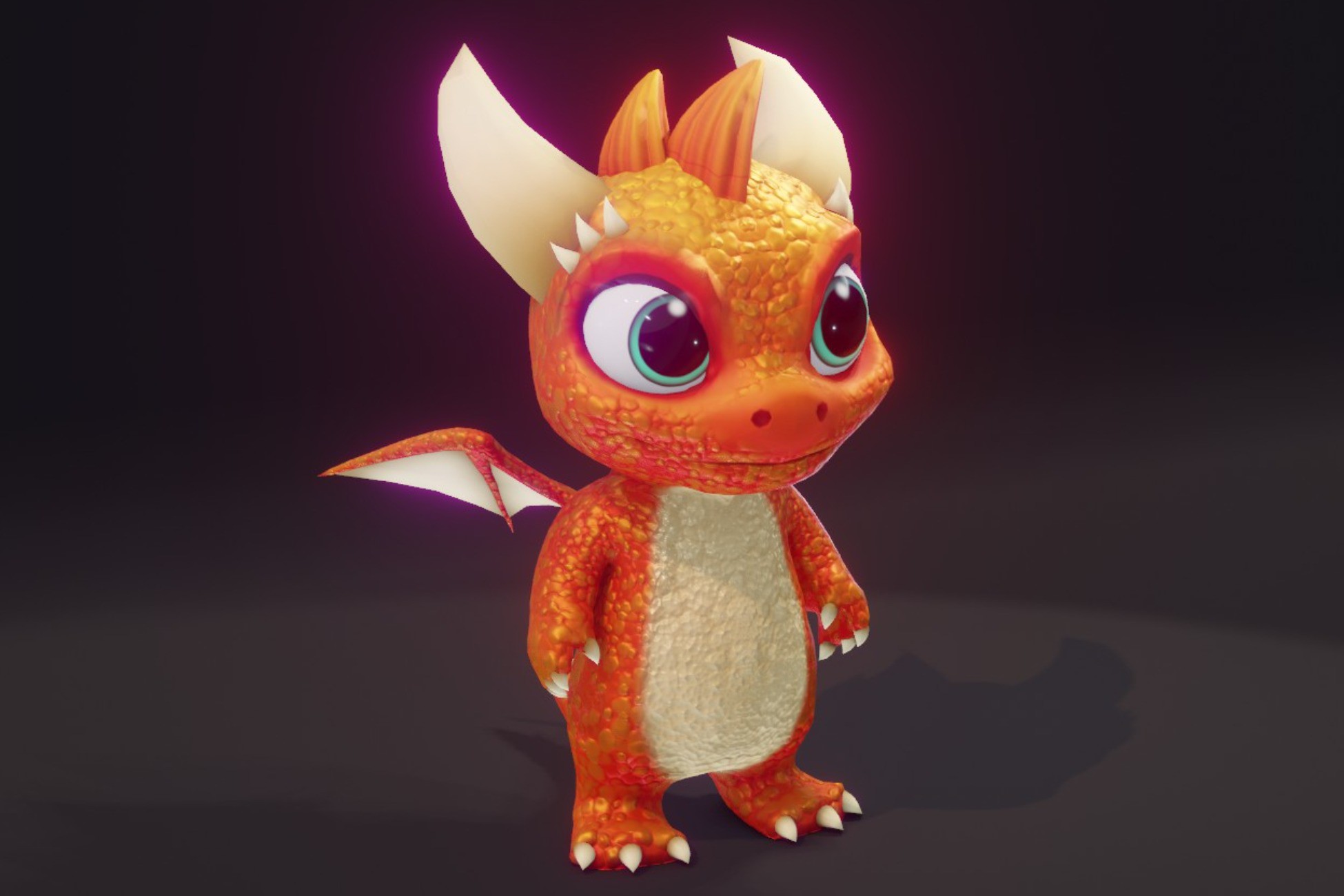 Cartoon Orange Baby Dragon 3D Model (Low-Poly, Game-Ready, Animated ...