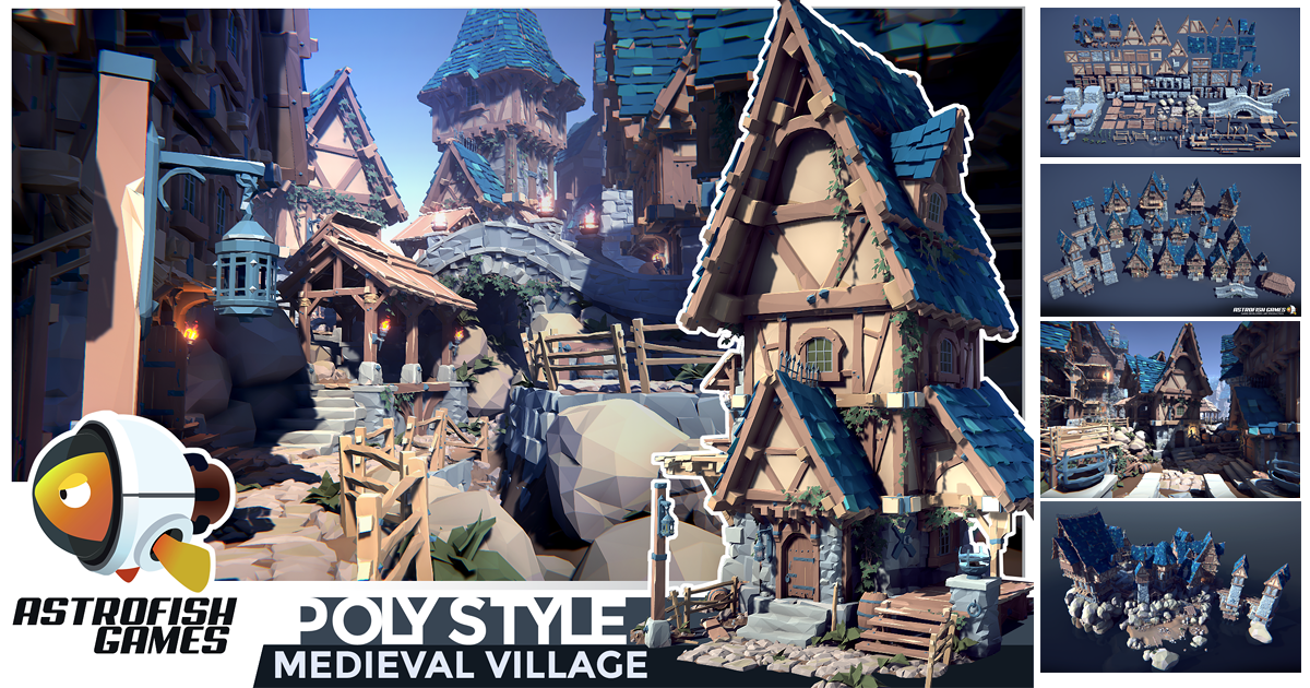 POLY STYLE - Medieval Village | 3D Fantasy | Unity Asset Store