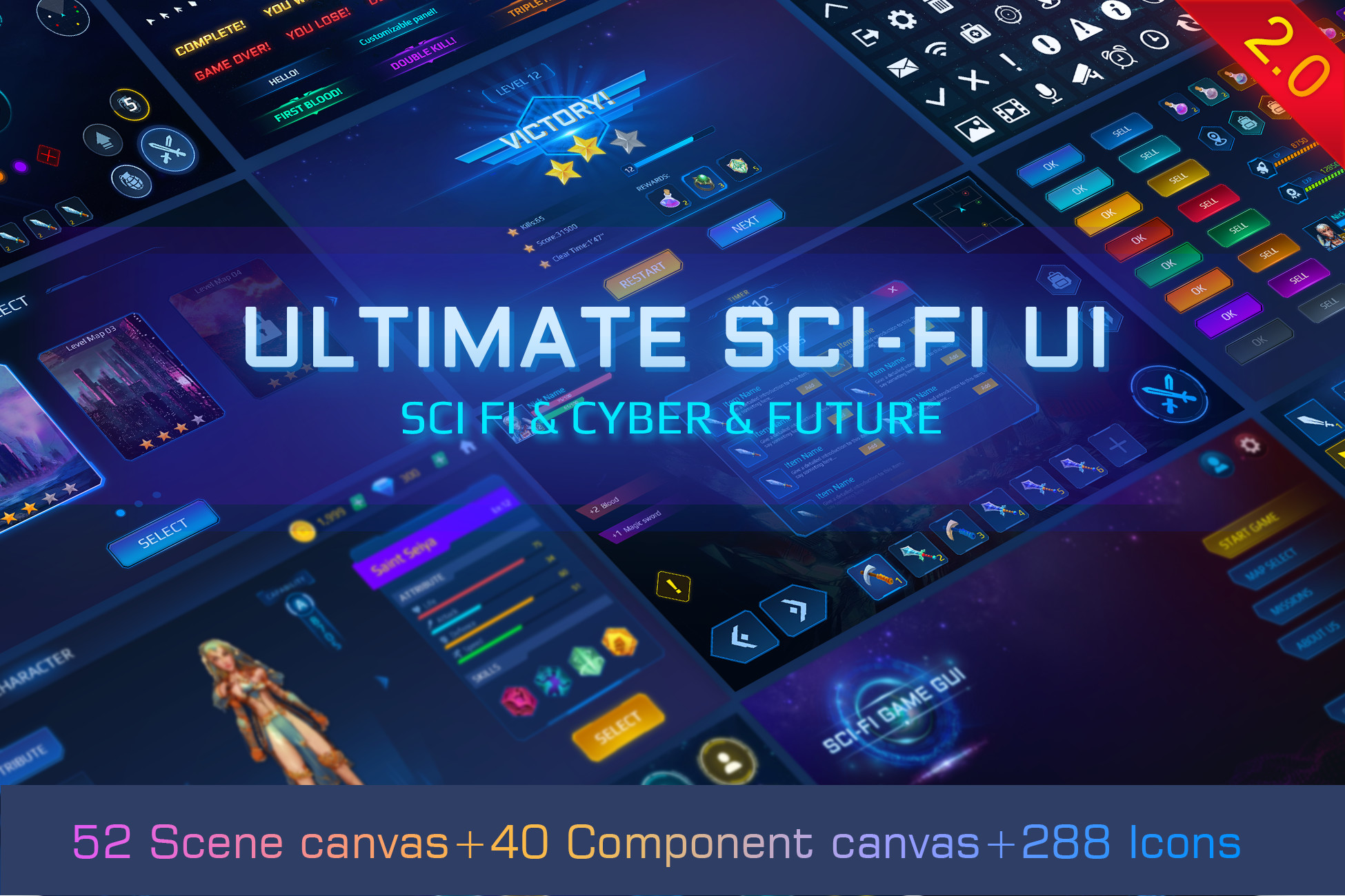SCI-FI UI Pack Pro(+PSD) | 2D GUI | Unity Asset Store