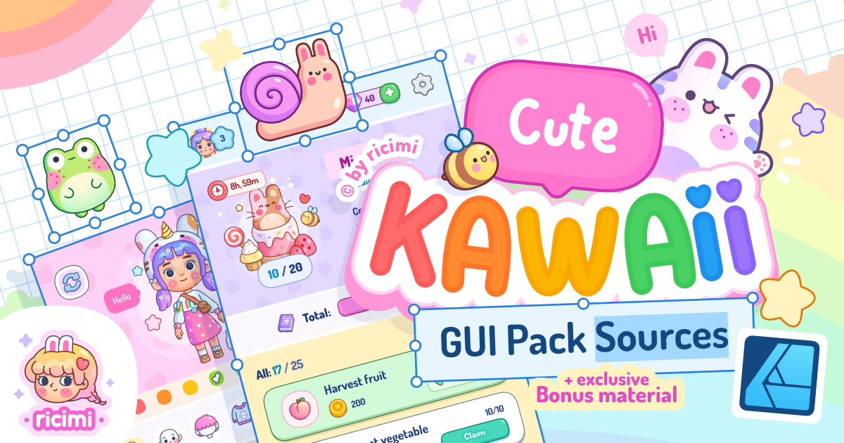 Cute Kawaii GUI Pack Sources | 2D GUI | Unity Asset Store