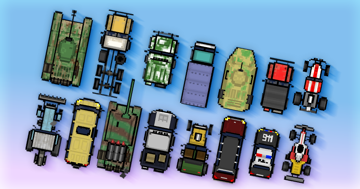 Pixel cars 2D | 2D Characters | Unity Asset Store