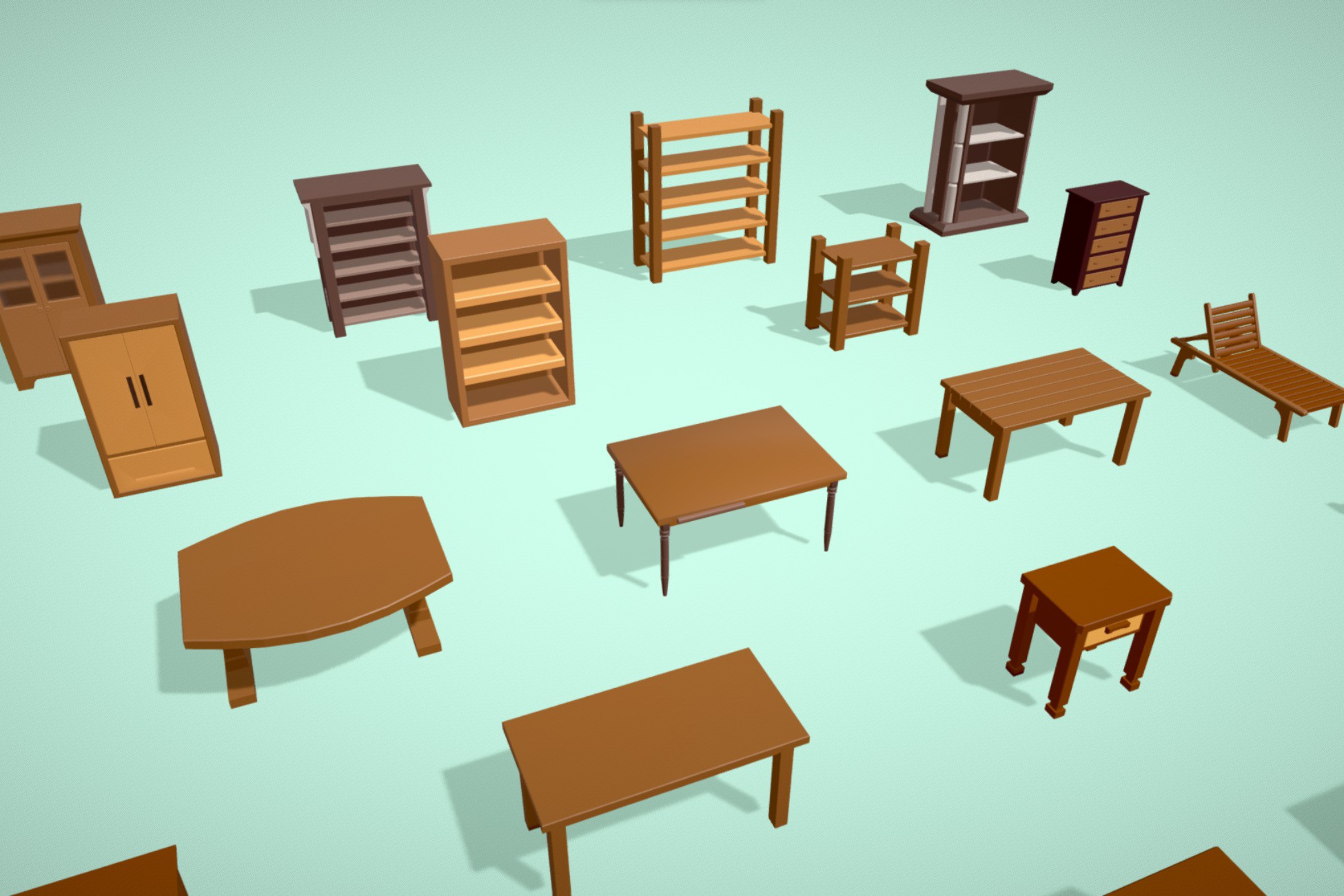 Low poly Wooden Furniture Pack - Interior Pack | 3D Furniture | Unity ...