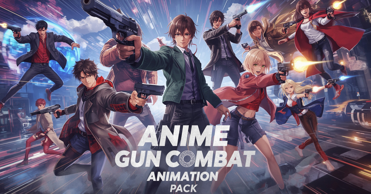 Anime Gun Combat Animation Pack - Dual & Single Handgun | 3D Animations ...