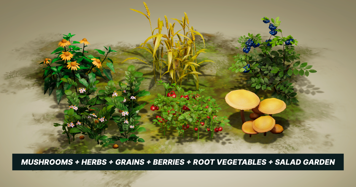 Wild Harvest: Crop & Plant Bundle | RPG Gathering Assets | 3D Plants ...