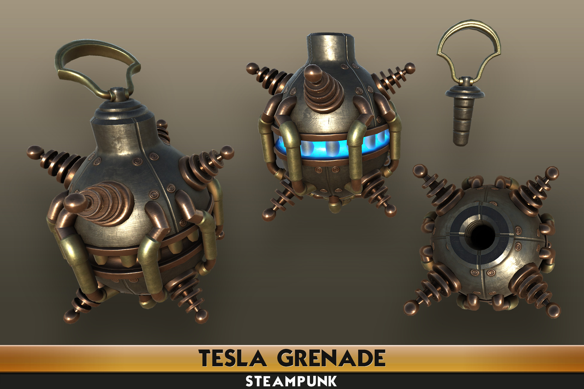 The SteamPunk Tesla Grenade | 3D Weapons | Unity Asset Store